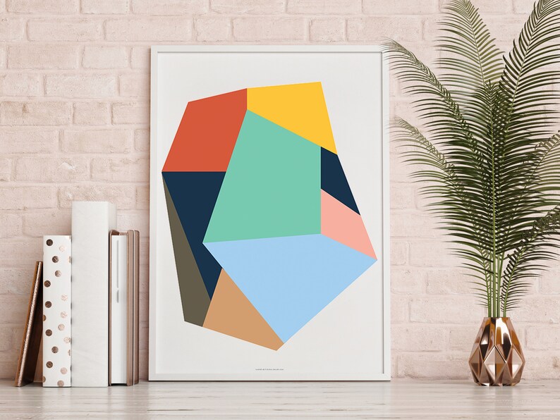 Minimalist Geometric Poster Abstract Art Print, Mid Century ...