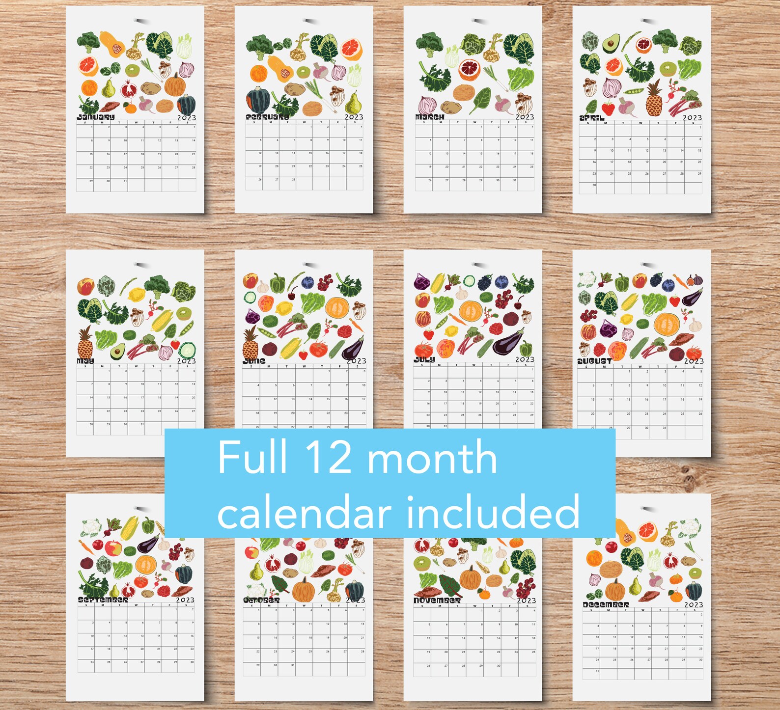 Printable Wall Calendar 2024, Seasonal Produce Food Art - Etsy
