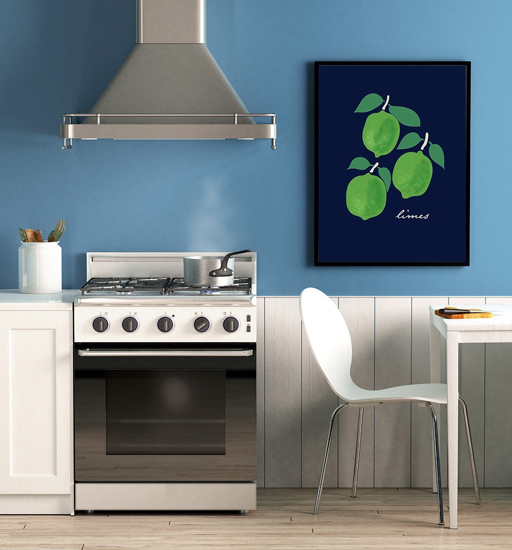 Lime Kitchen Art Print Fruit Illustration Kitchen Wall Decor | Etsy