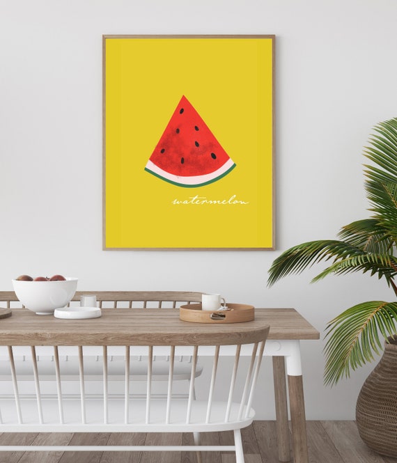 Watermelon Food Poster Minimalist Kitchen Wall Decor | Etsy