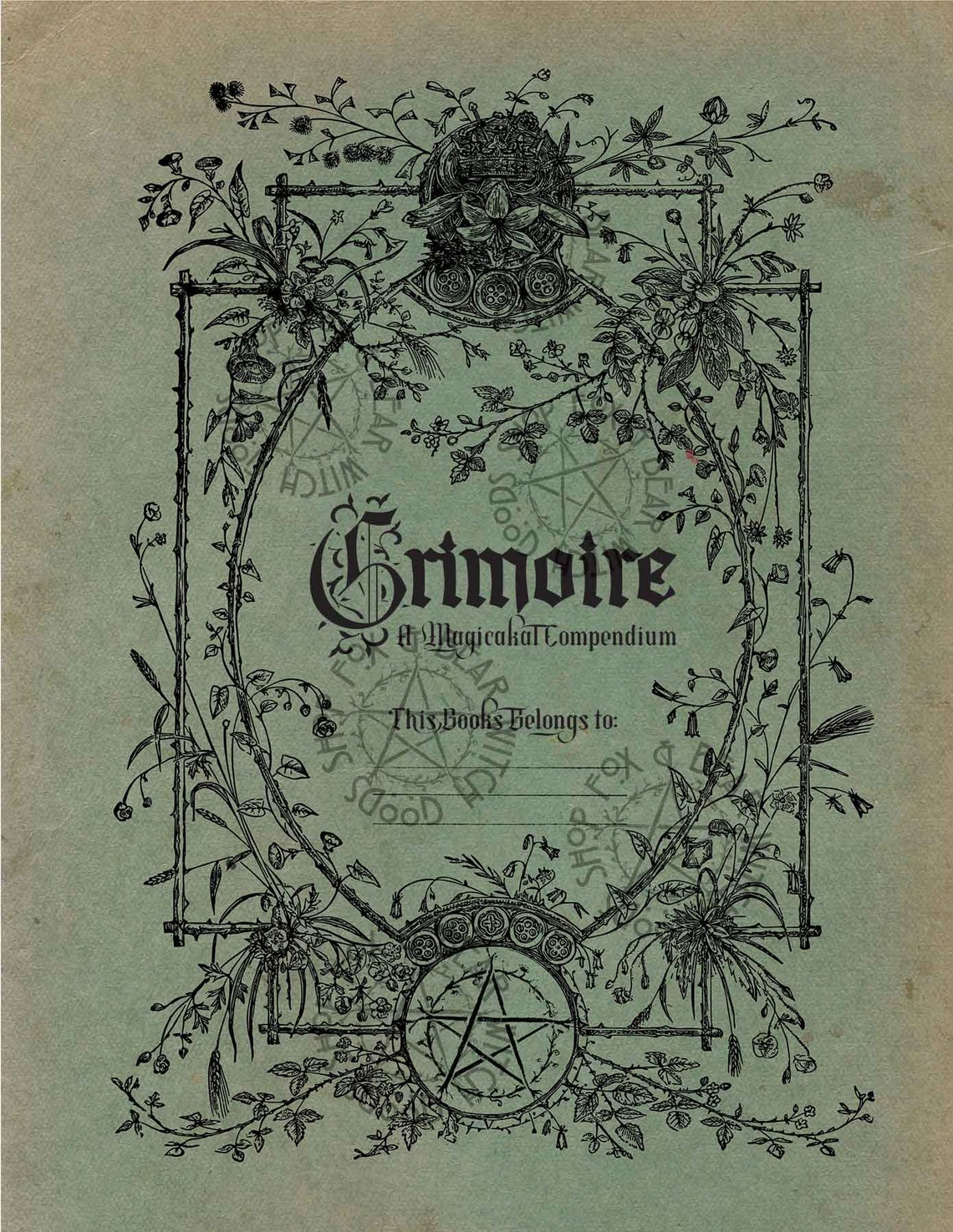 WITCH GRIMOIRE PAGES Book of Shadows Printable Set of 3 Pages Bear Owl ...