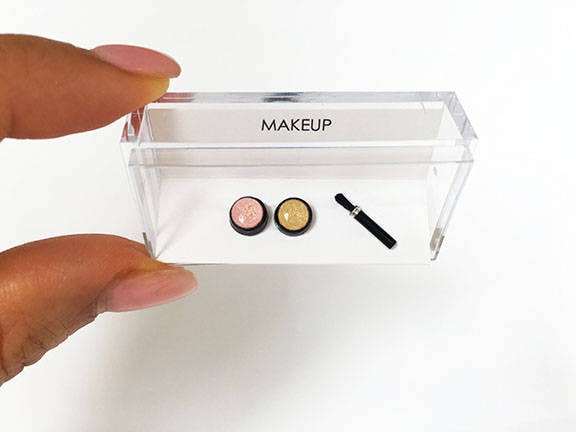 Dollhouse Miniature Makeup Cosmetic Blush & Loose Power With Brush One ...