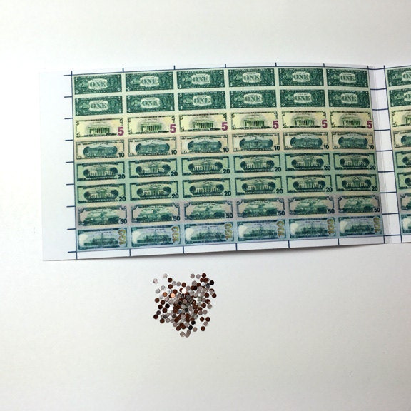 Dollhouse Miniature Paper Coin Money Currency Kit United - Etsy
