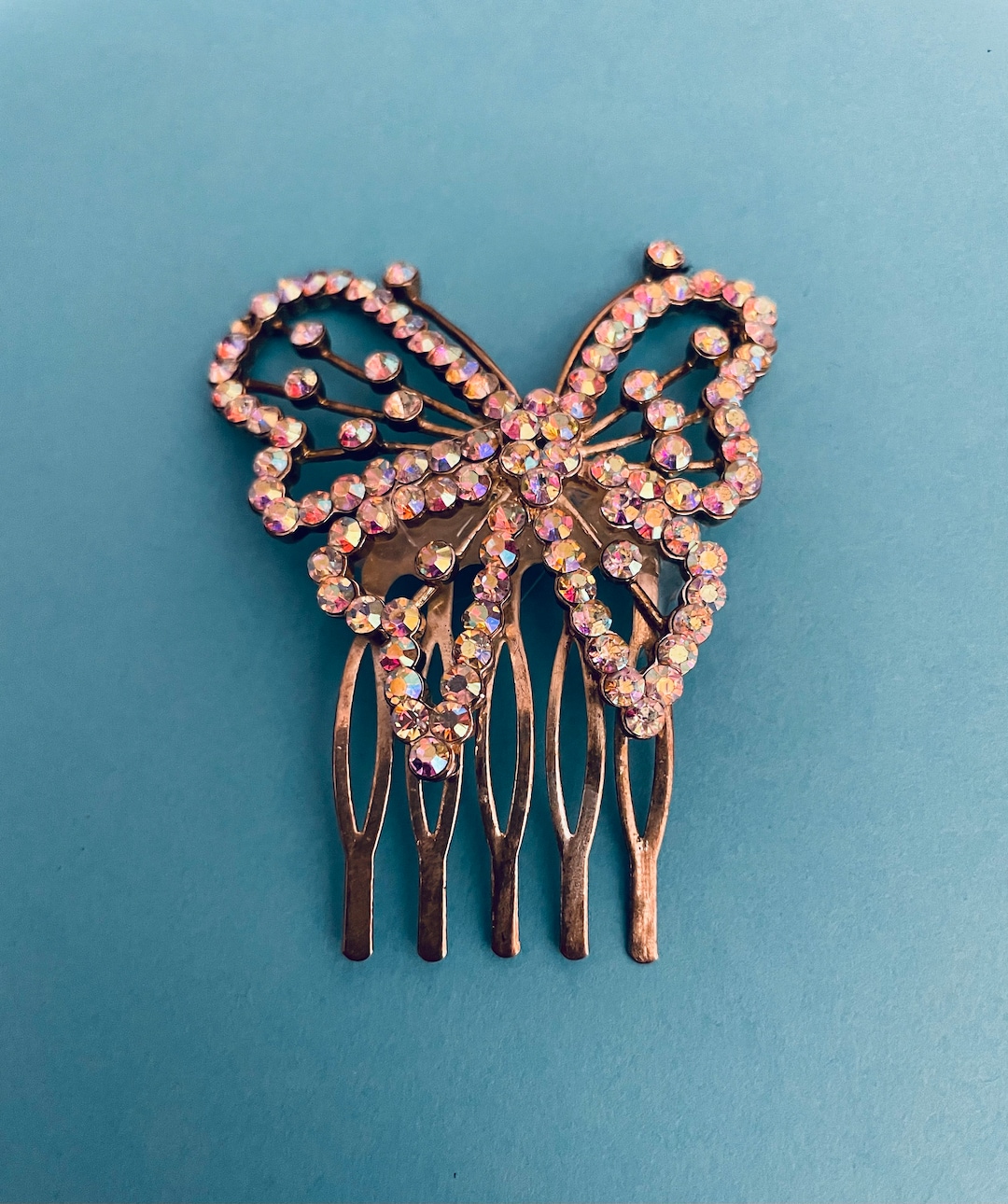 Vintage Hair Accessories Rhinestone Butterfly Hair Comb • Decorative ...