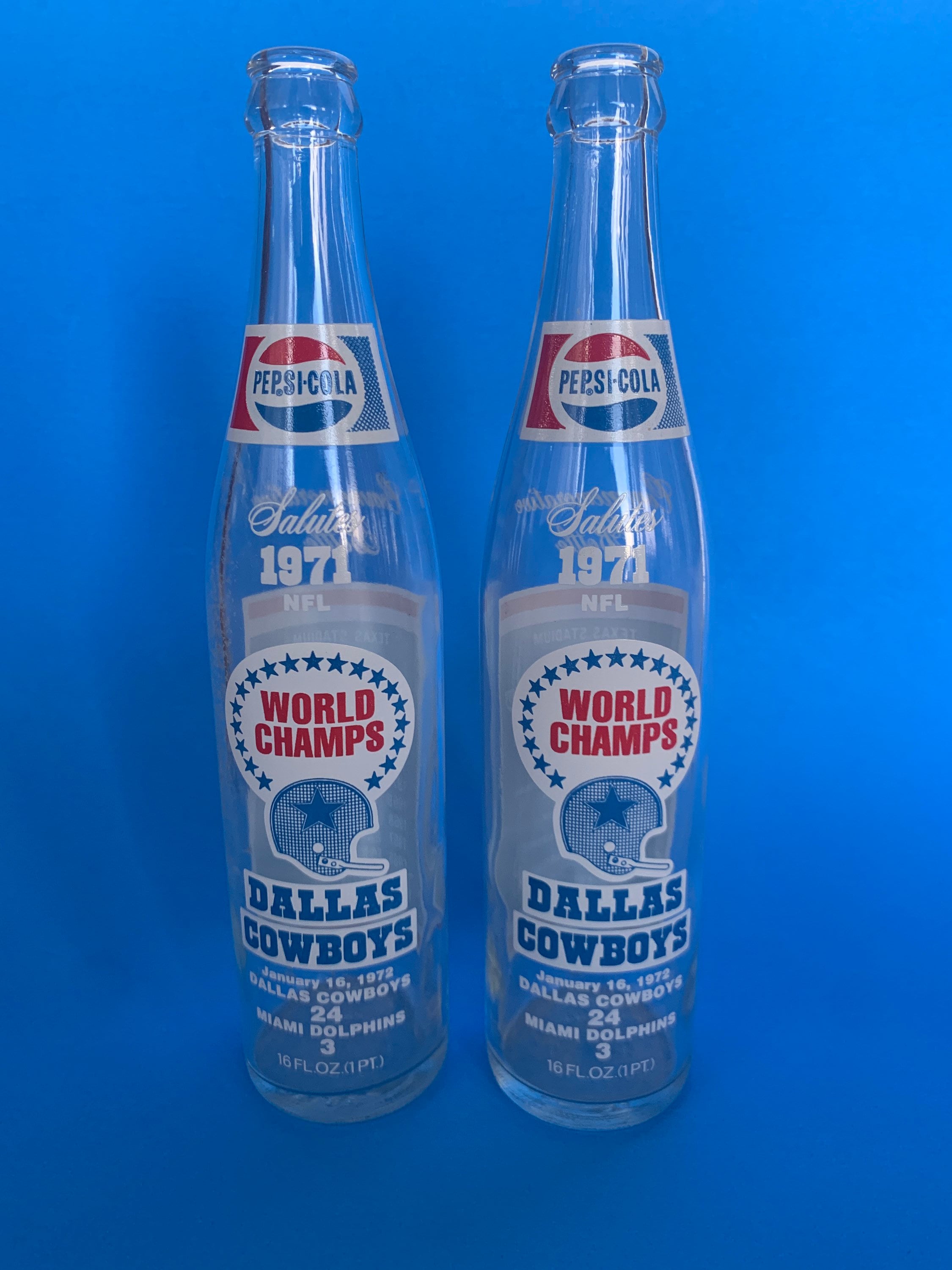 Pepsi NFL Souvenir Bottles Cowboys Vs Dolphins 1972 Pepsi - Etsy