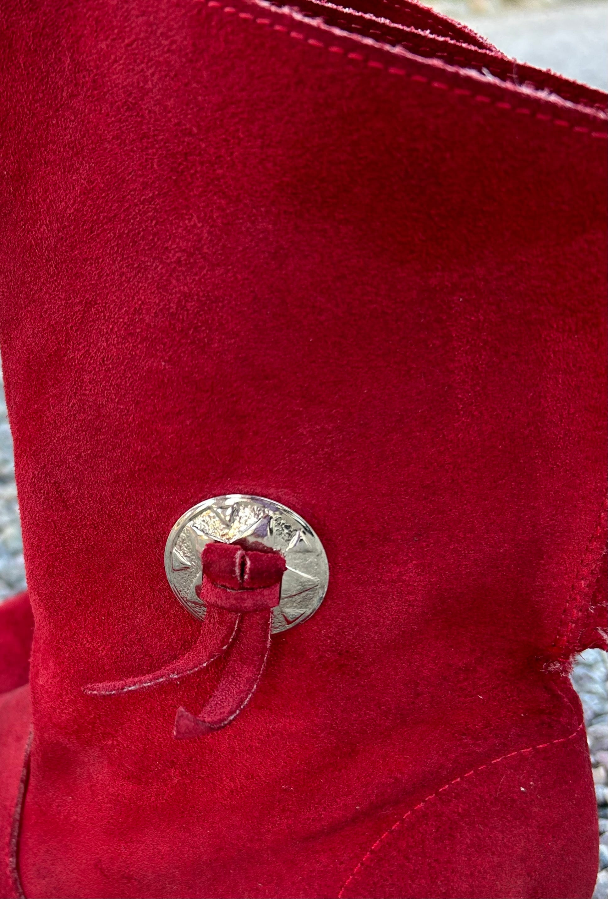 1980s Western Style Red Suede Boots With Fringe ladies Size 5 1/2 ...