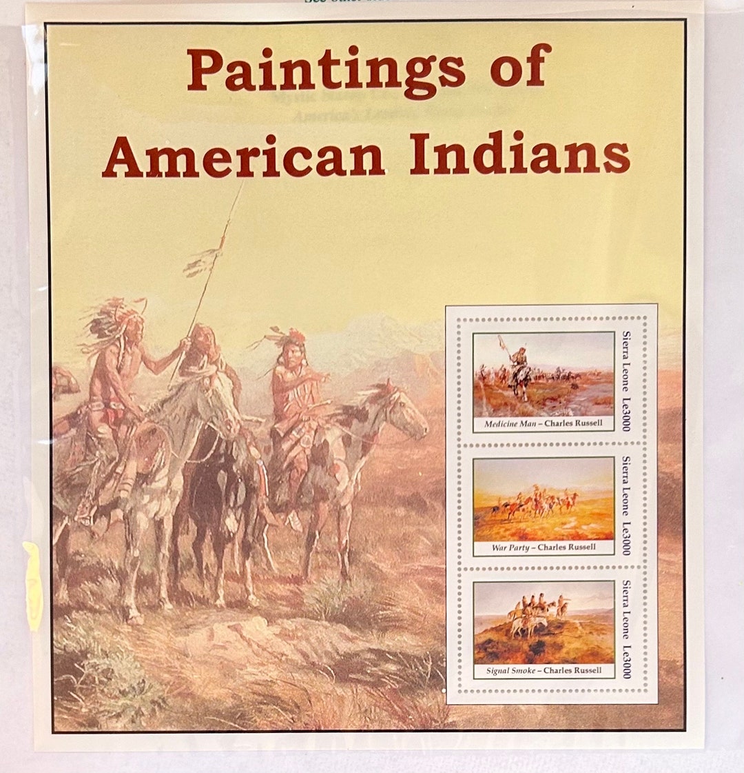 Charles Russell Art Stamps • Vintage Sierra Leone Sheet of 3 - Etsy