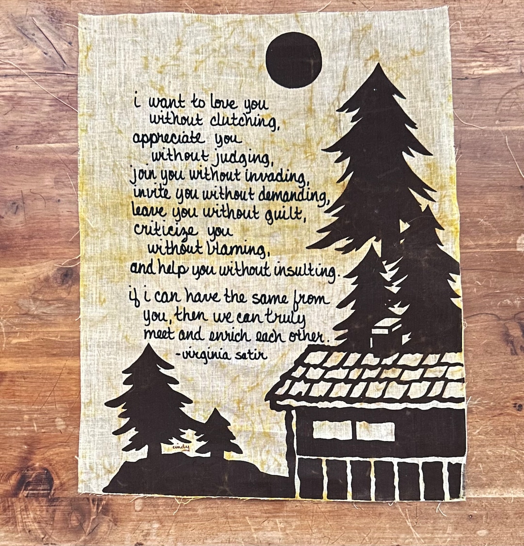 Vintage Wall Art Virginia Satir Poem on Cotton Canvas Fabric Ready to ...