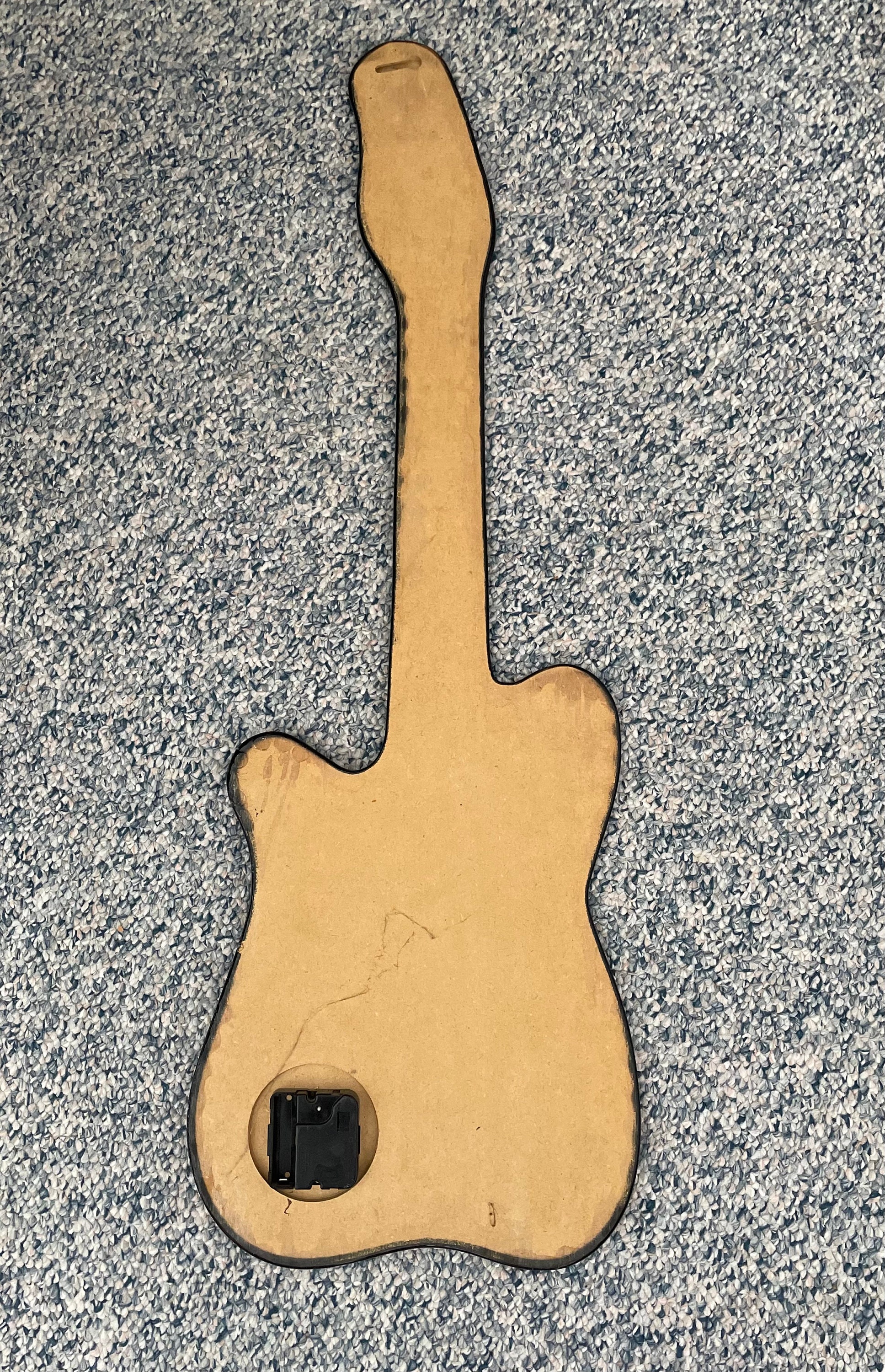 Vintage Elvis Presley Guitar Clock Lacquered Wood Wall Hanging Guitar ...