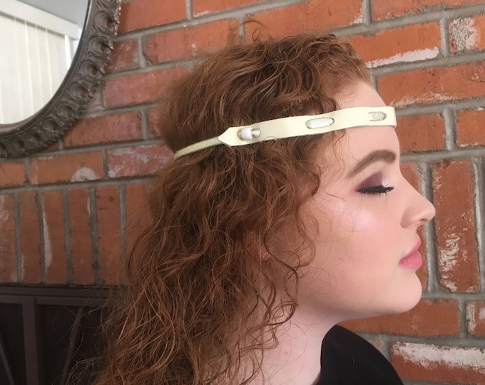 1970s Beaded Leather Headband • Boho Hippe Style Headband • 70s Fashion ...