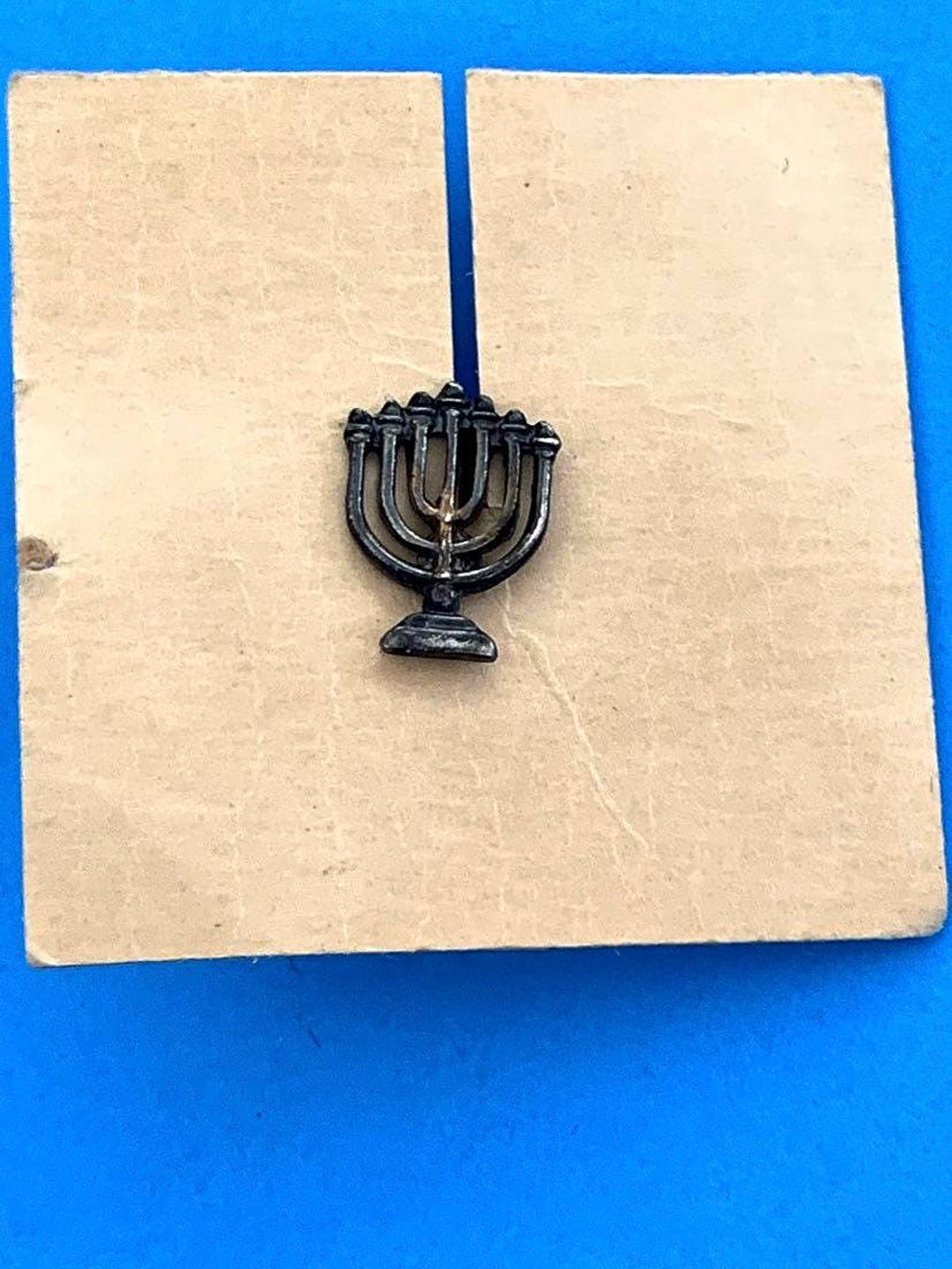 1940s Menorah Tie Tack or Lapel Pin • Vintage Hebrew Tie Pin • Jewish ...