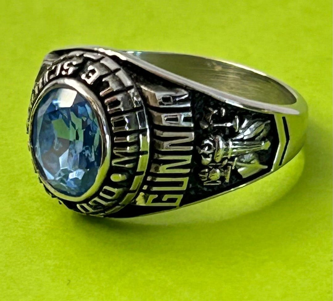 Mens Traditional Class Ring With Aquamarine Gemstone (2005) • Statement ...