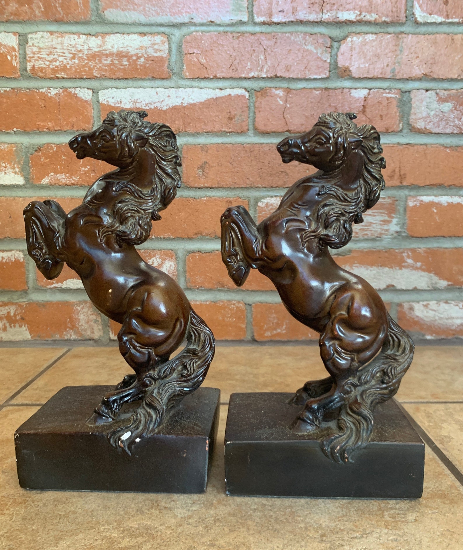 Rearing Horse Bookends Austin Sculpture Bronze Stallion - Etsy