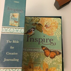NLT Inspire Bible Journal -silk Vintage Blue and Cream Cover ...