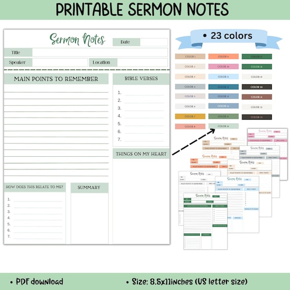 Plantilla Para Tomar Notas De Sermones