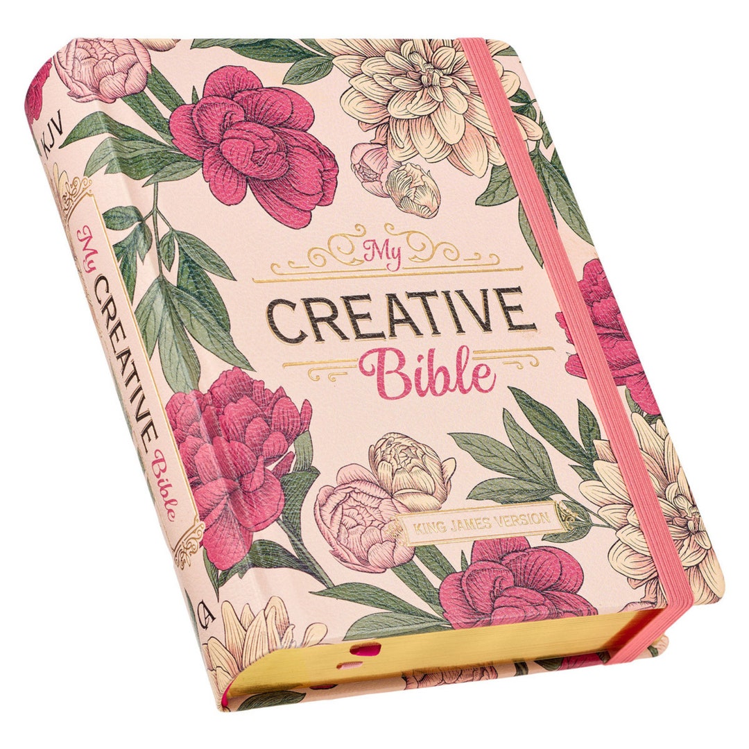 KJV My Creative Bible, Rose-pink Floral Faux Leather Hardcover With ...