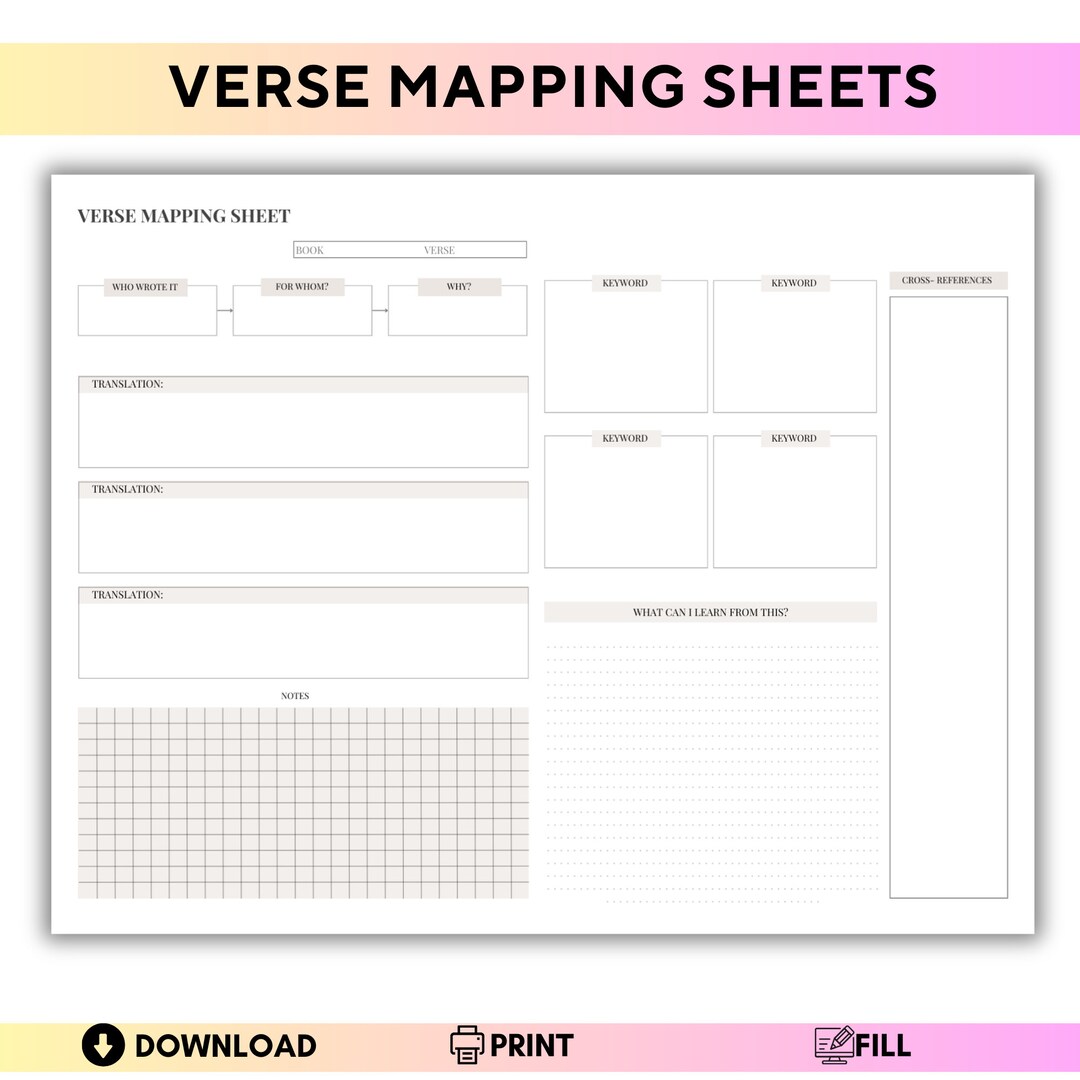 Bible Verse Mapping Sheet, Printable Scripture Mapping Journal Page ...