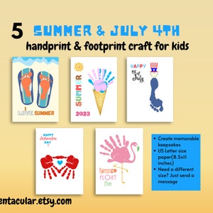 Summer and July 4th Handprint and Footprint Craft, Independence Day Art ...