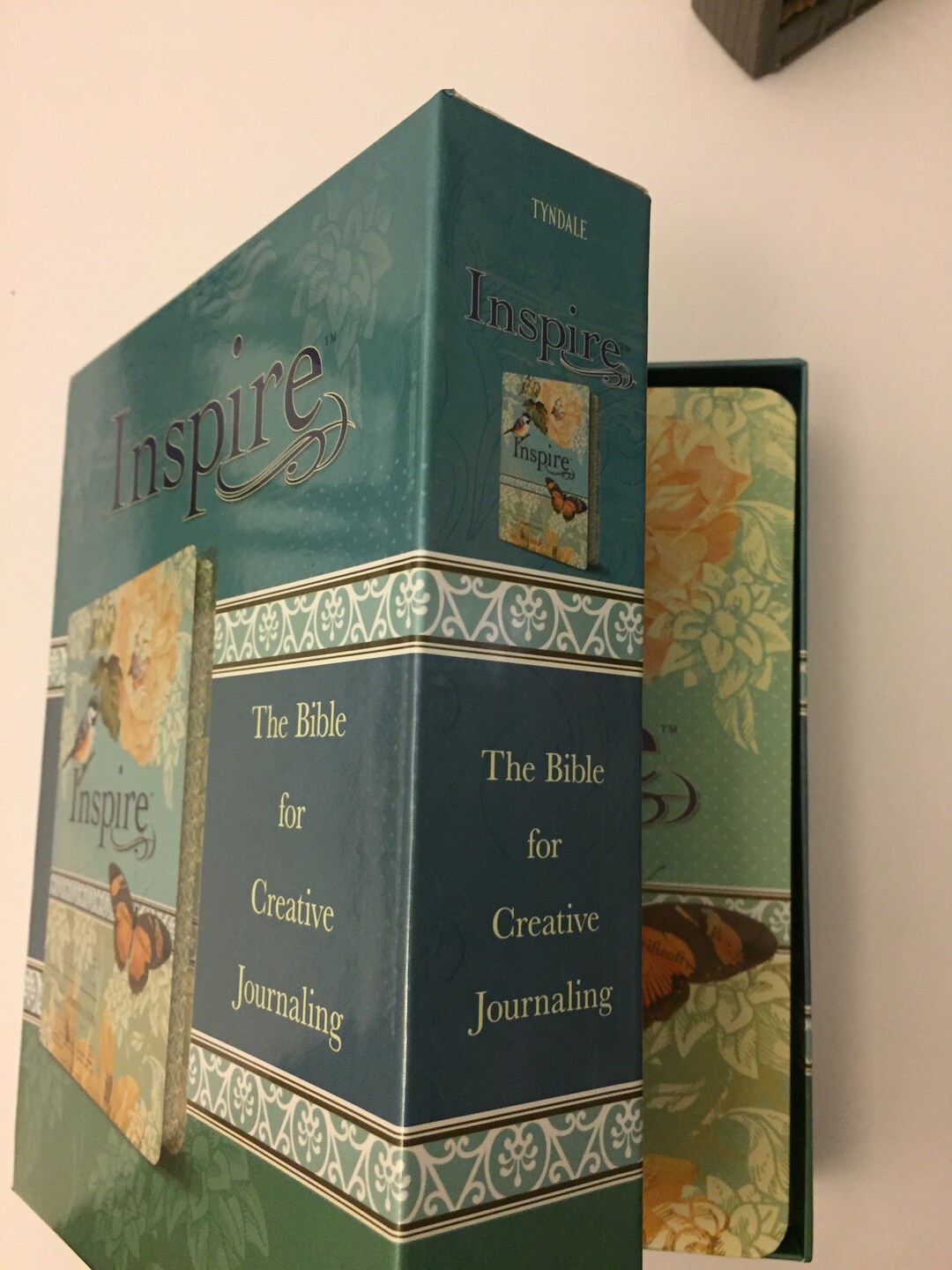 NLT Inspire Bible Journal -silk Vintage Blue and Cream Cover ...