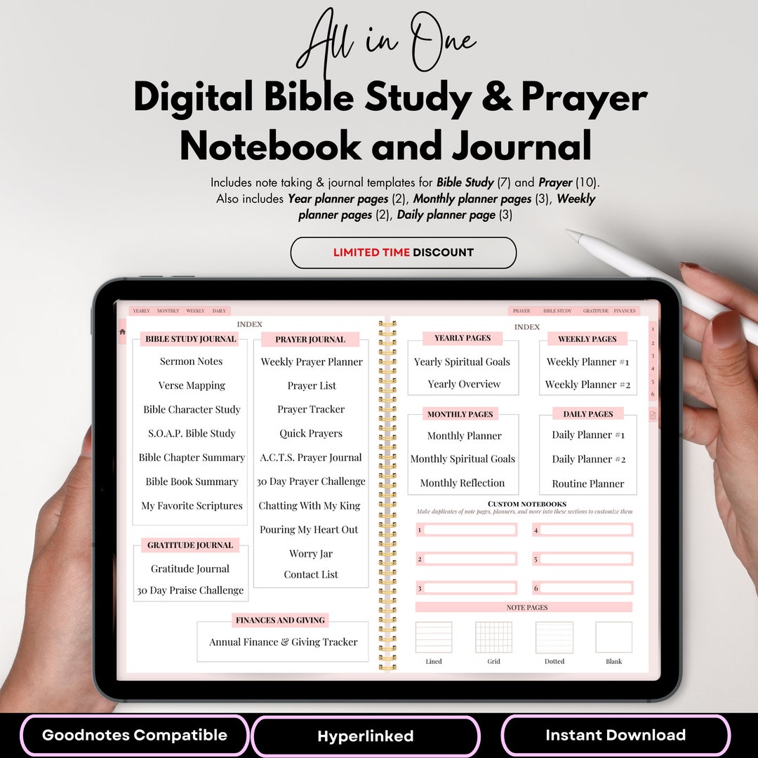 Digital Planner for Bible Study & Prayer, With Undated Planner Pages ...