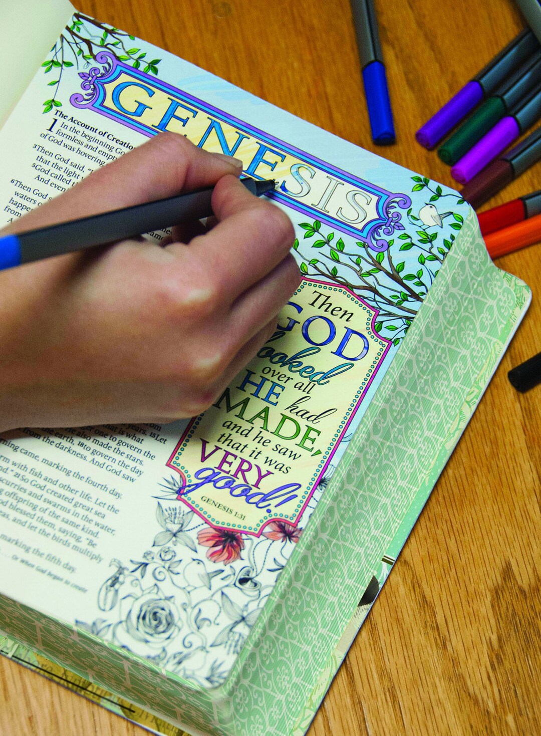 NLT Inspire Bible Journal silk Vintage Blue and Cream Cover Illustrated ...