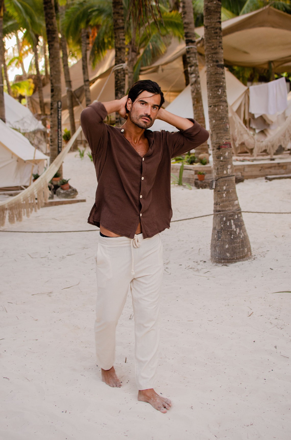 Soft Gauze Brown Fresh Shirt Loose Fit Designer Button up - Etsy