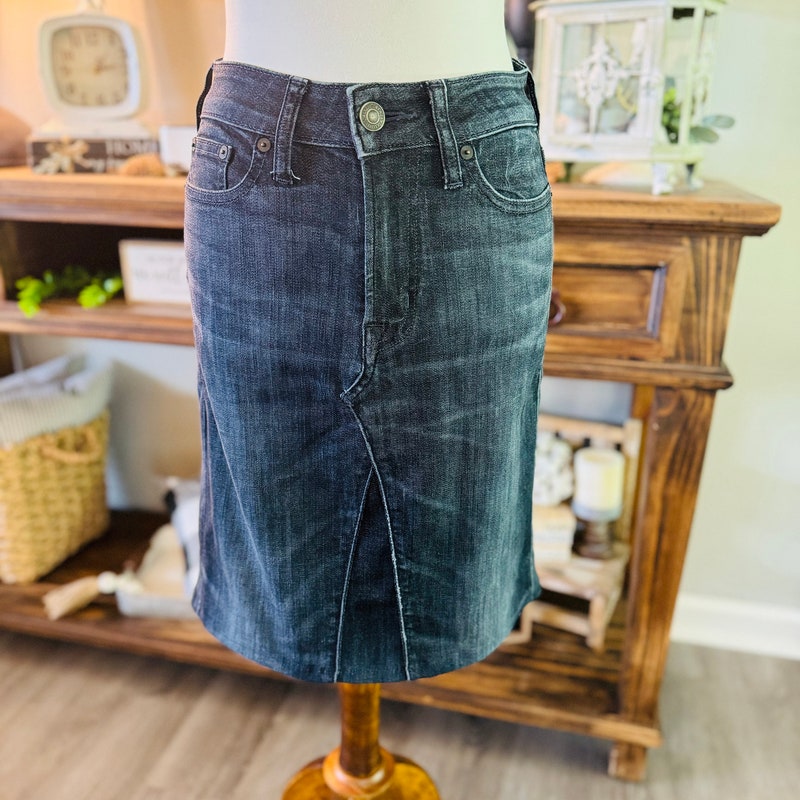 Upcycled Denim Skirt - Etsy