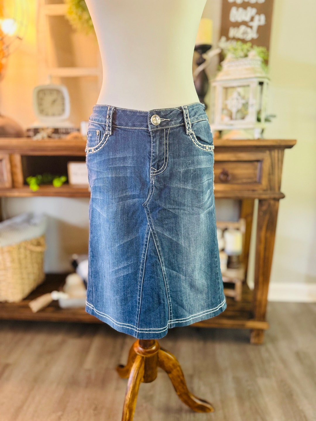 Upcycled Denim Skirt From Jeans/blue Jean Skirt - Etsy