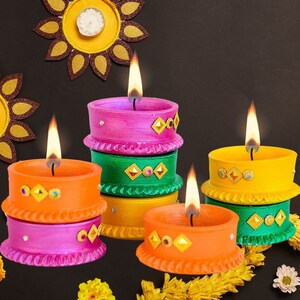 Diyas for Diwali Lights Indian Decor and Gifts Clay Tealight Holders ...