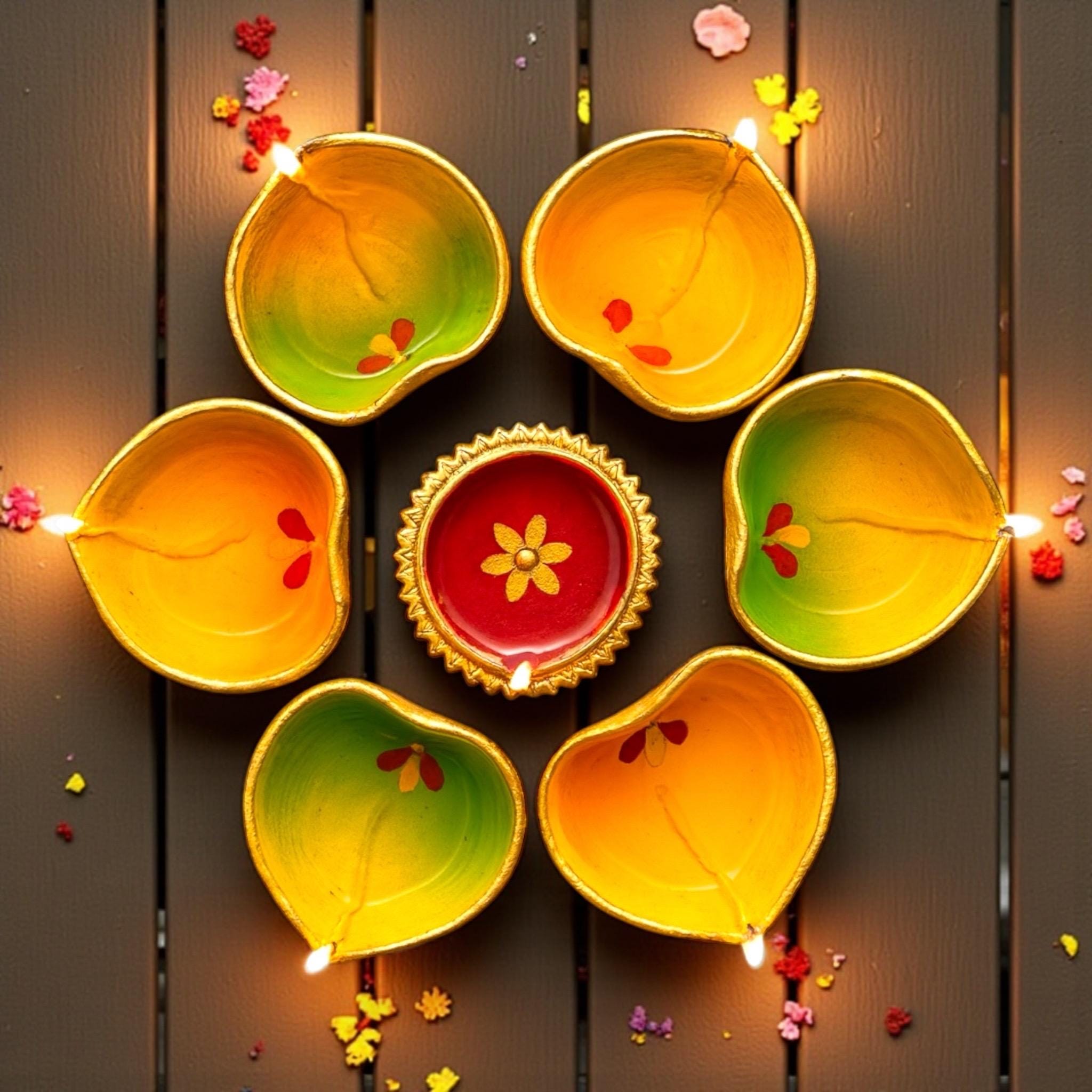 Handmade Clay Diya Set: Gift Set, Diwali Decor - Etsy