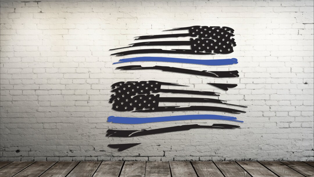 Torn Flag Thin Blue Line Decal - Etsy