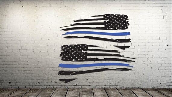 Torn Flag Thin Blue Line Decal - Etsy