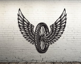 Motorcycle Winged Wheel Decal - Etsy