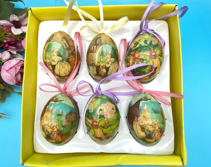 1970s Vintage Decoupage Easter Egg Ornaments/vintage Decoupage Easter ...