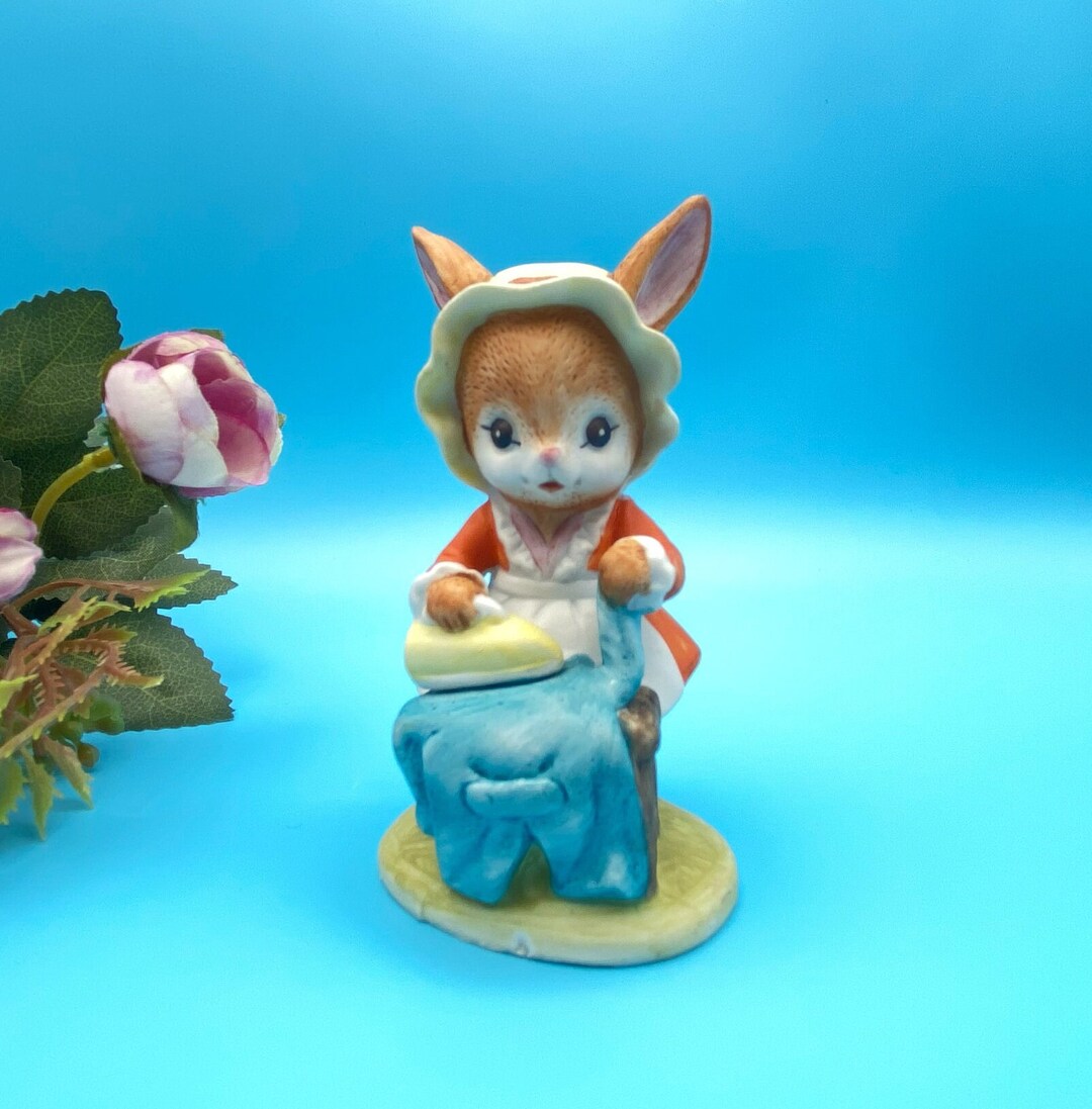 Vintage 1950s Lefton Bunny Ironing Clothes/2264/lefton Ceramic Bunny ...