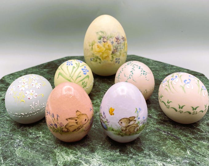 Vintage Easter Eggs/ceramic Handpainted Easter Eggs/ceramic Transfer Decal Easter Eggs/lot of 7 ...