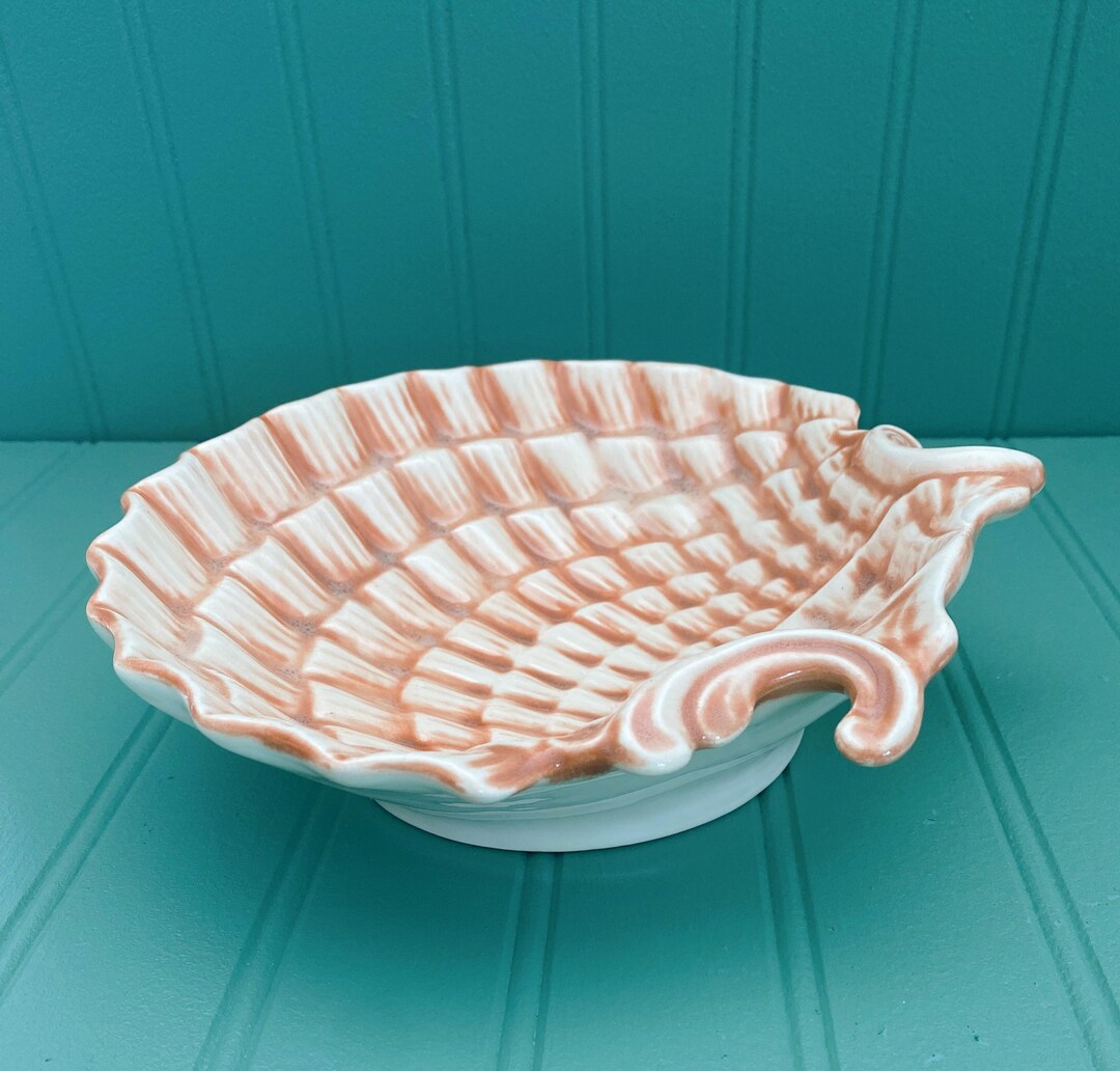 1970s Clamshell Pottery Bowl: Coastal Wall Decor, Nautical Salad Bowl ...