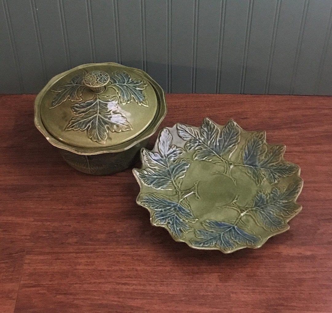Midmod 1960s California Originals USA Pottery Green and Turquoise Leaf ...