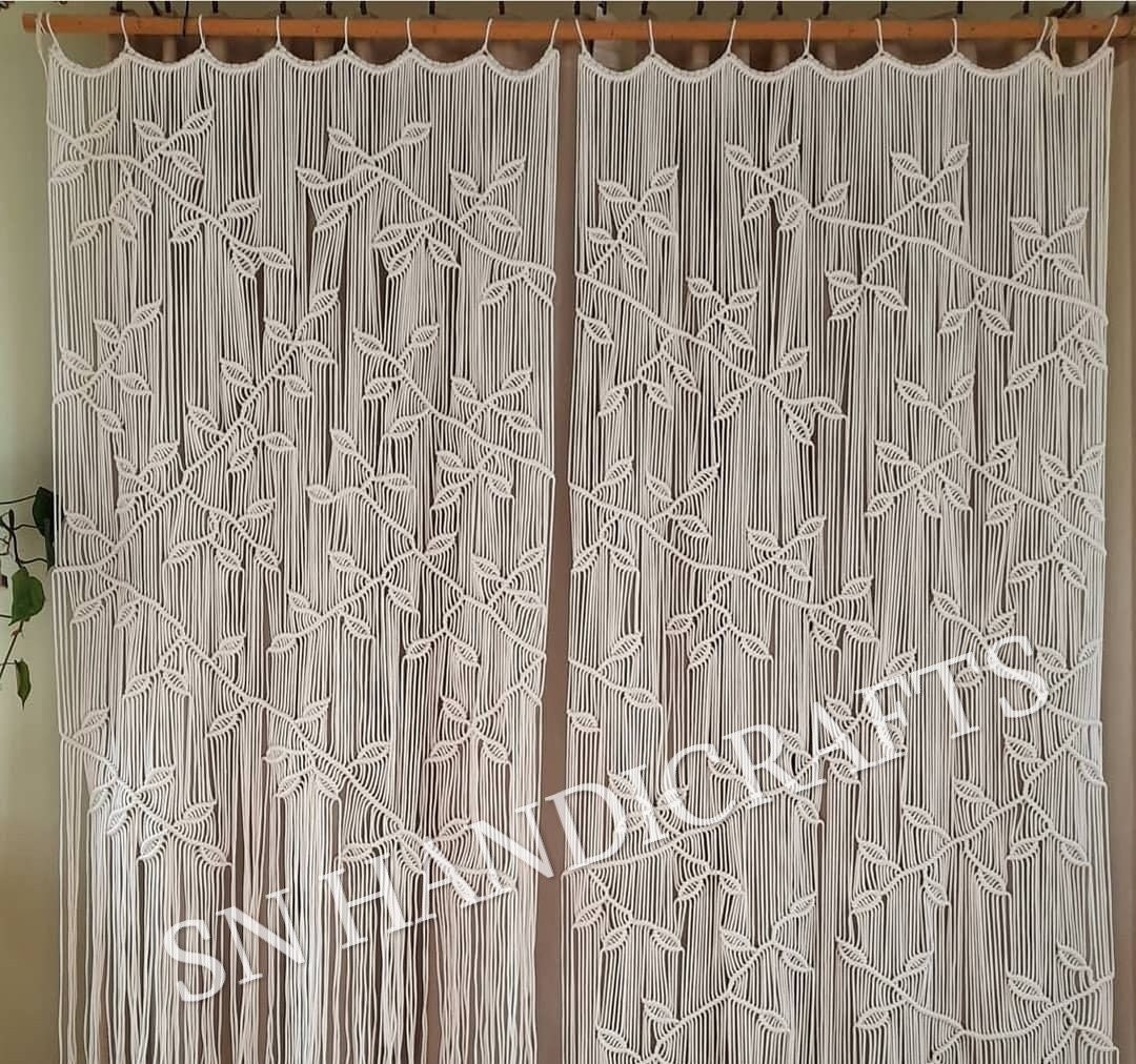 Leaf Handmade Macramé Wall Curtain / Macrame Boudoir Décor / Macrame ...