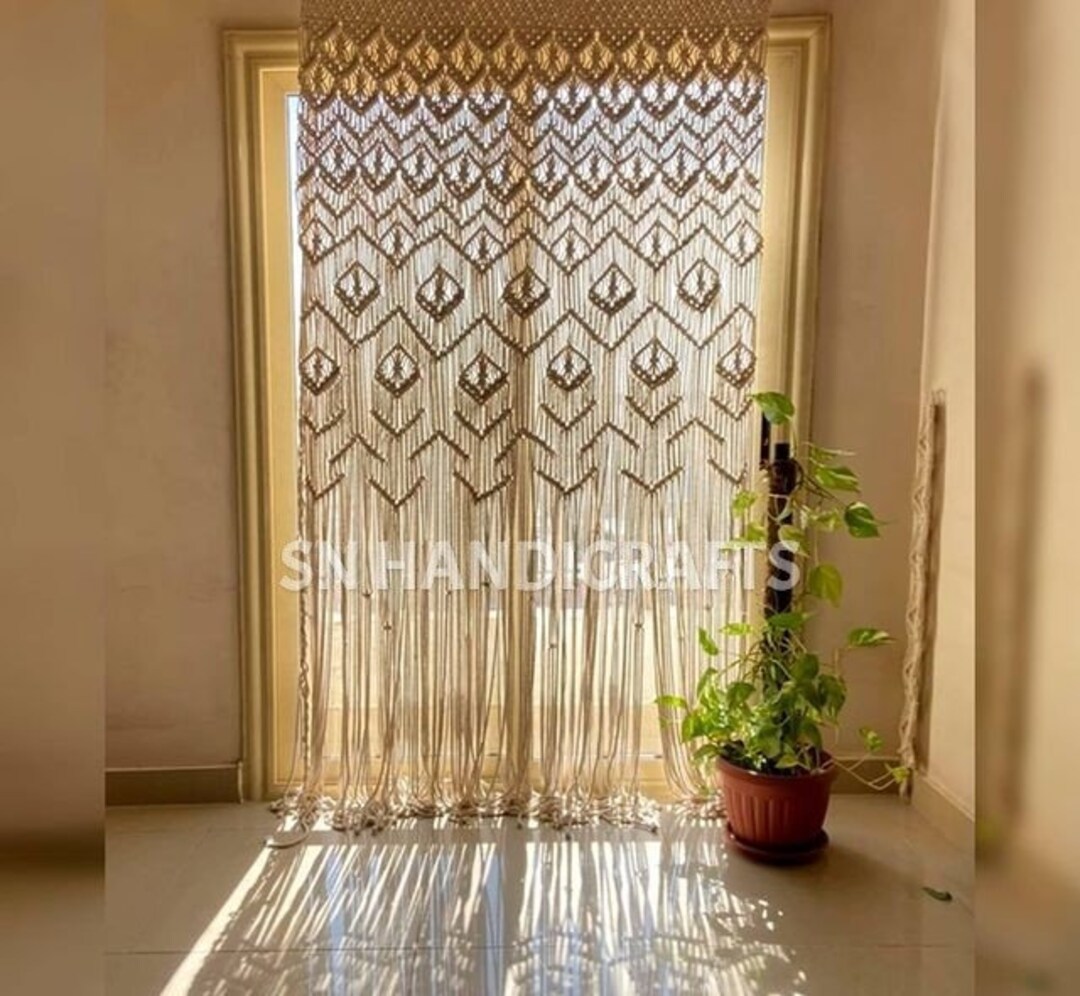 Luxury Macrame Curtain, Wall Hanging,modern Geometric Woven Tapestry ...