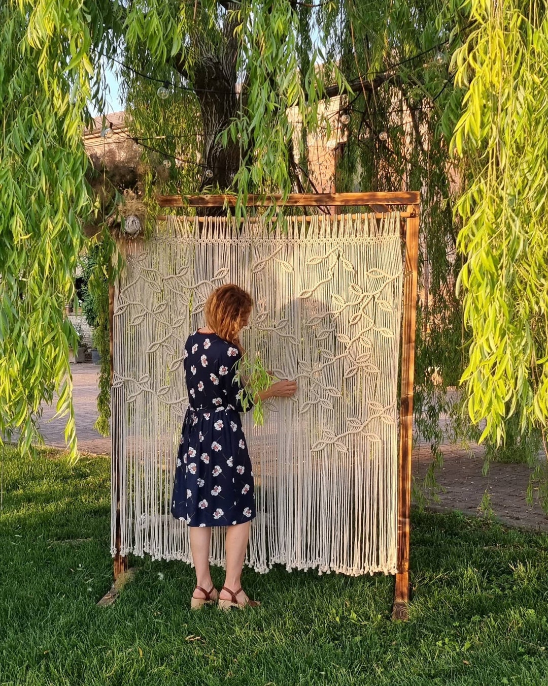 Handmade Macrame Wedding Backdrop, Macrame Wedding Arch Arbor, Macrame ...