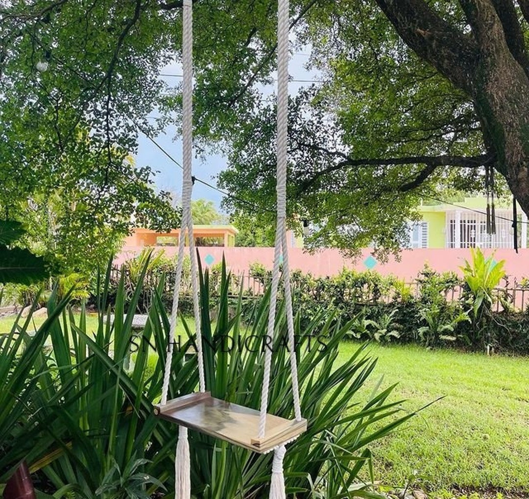 NEW Macrame Wood Swing, Wood Swing, Tree Swing Adult, Boho Swing ...