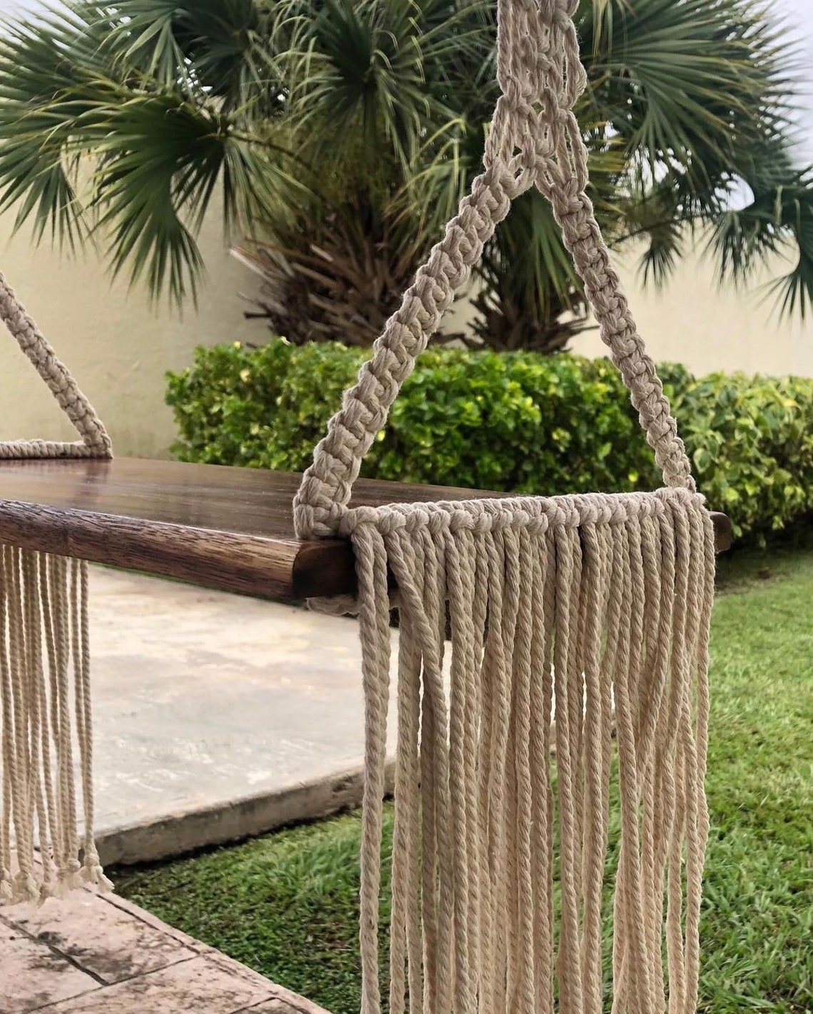 Macrame Swing Macrame Wood Swing Wood Swing Tree Swing - Etsy