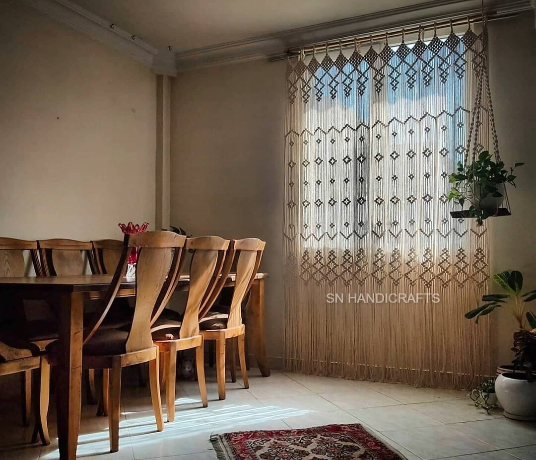 SHINING Beautiful Macrame Curtain, Wall Hanging Modern Geometric Woven ...