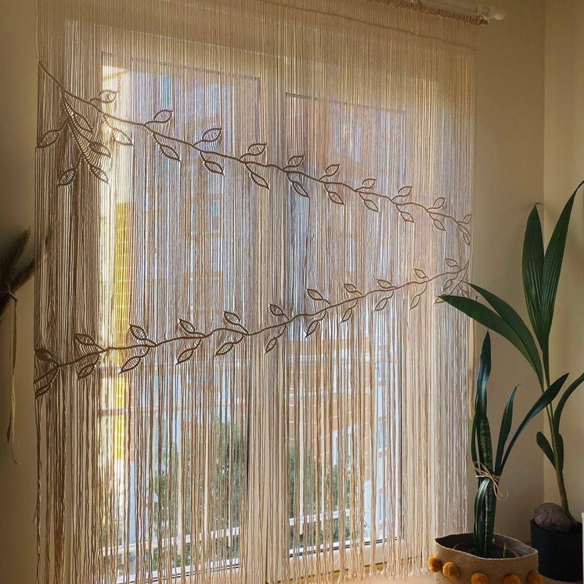 Macramé Wall Curtain Macrame Macrame Window Curtain Vintage | Etsy