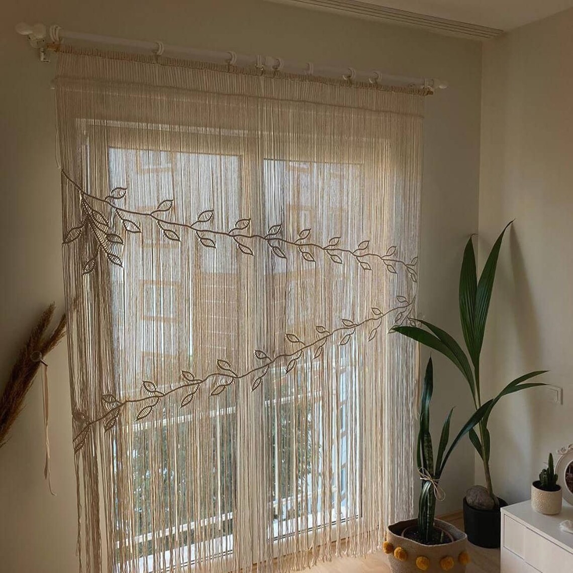 Macramé Wall Curtain Macrame Macrame Window Curtain Vintage | Etsy