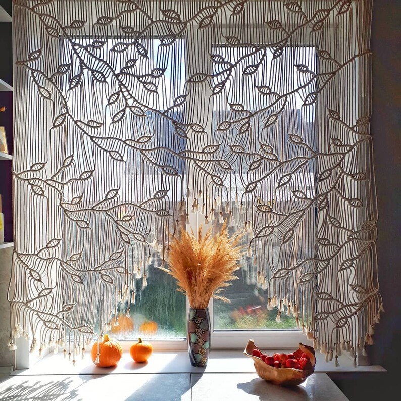 Macramé Wall Curtain Macrame Macrame Window Curtain Vintage - Etsy