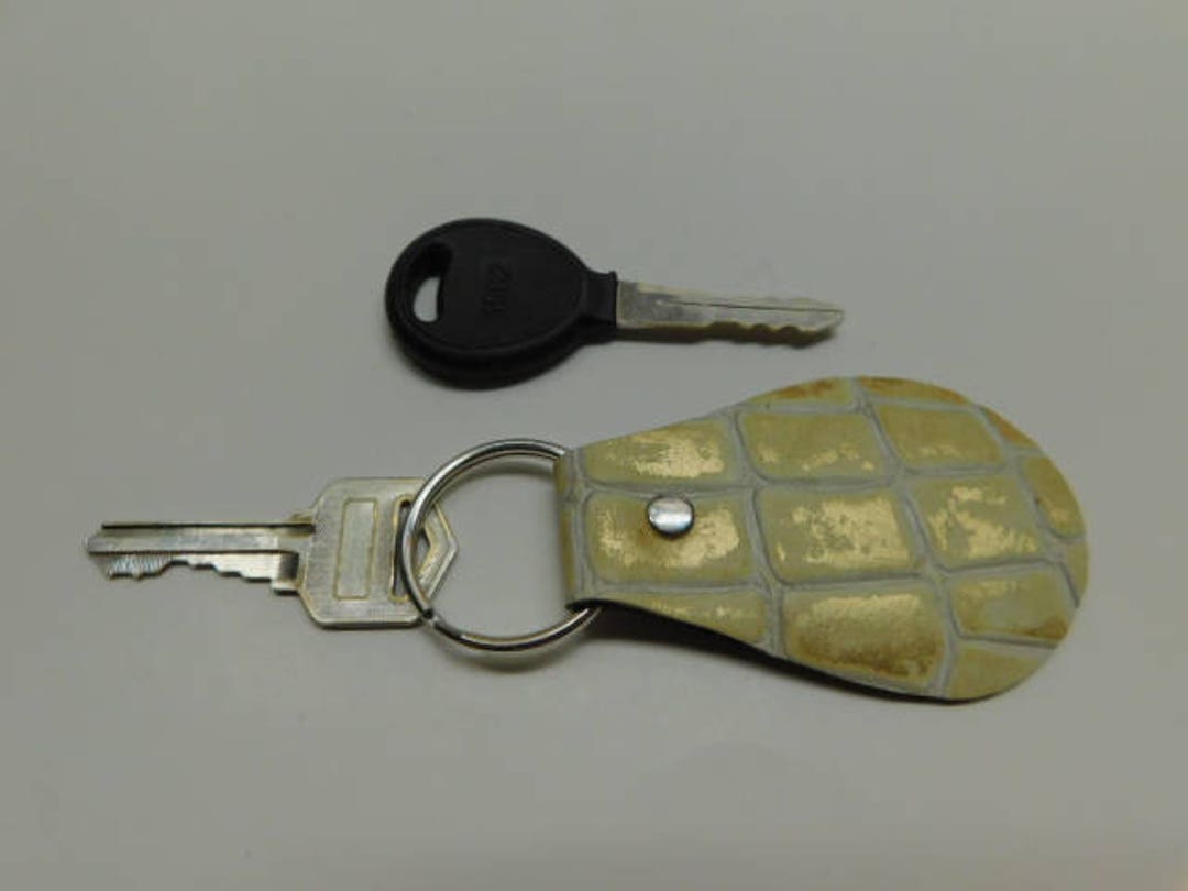 Genuine Leather Faux Gator Skin Key Fob/keychain With Black Suede ...