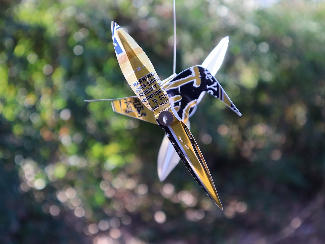 Recycled Beer Can Wind Spinner: Oskar Blues Yella Pils Kinetic Art - Etsy