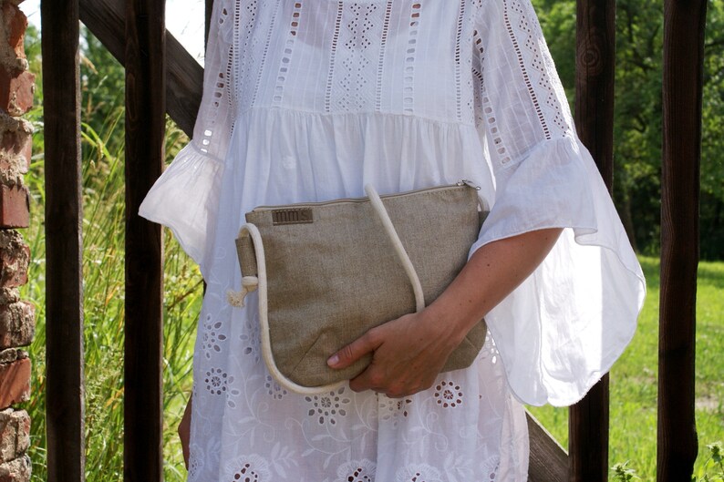 Mini bag / linen bag / vegan bag / simple minimal bag / boho | Etsy